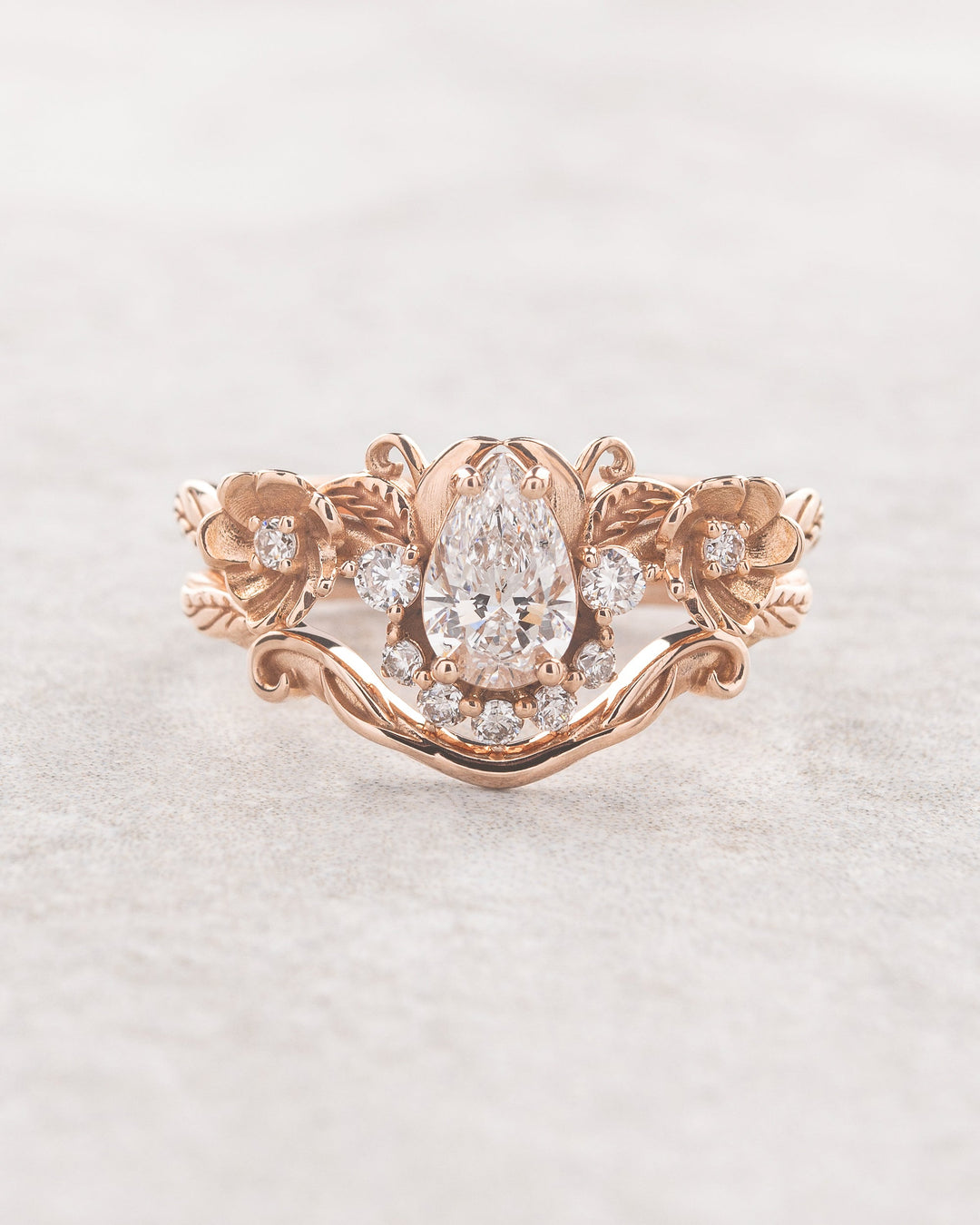 Flower engagement rings, nature inspired wedding bands, floral jewelry ...