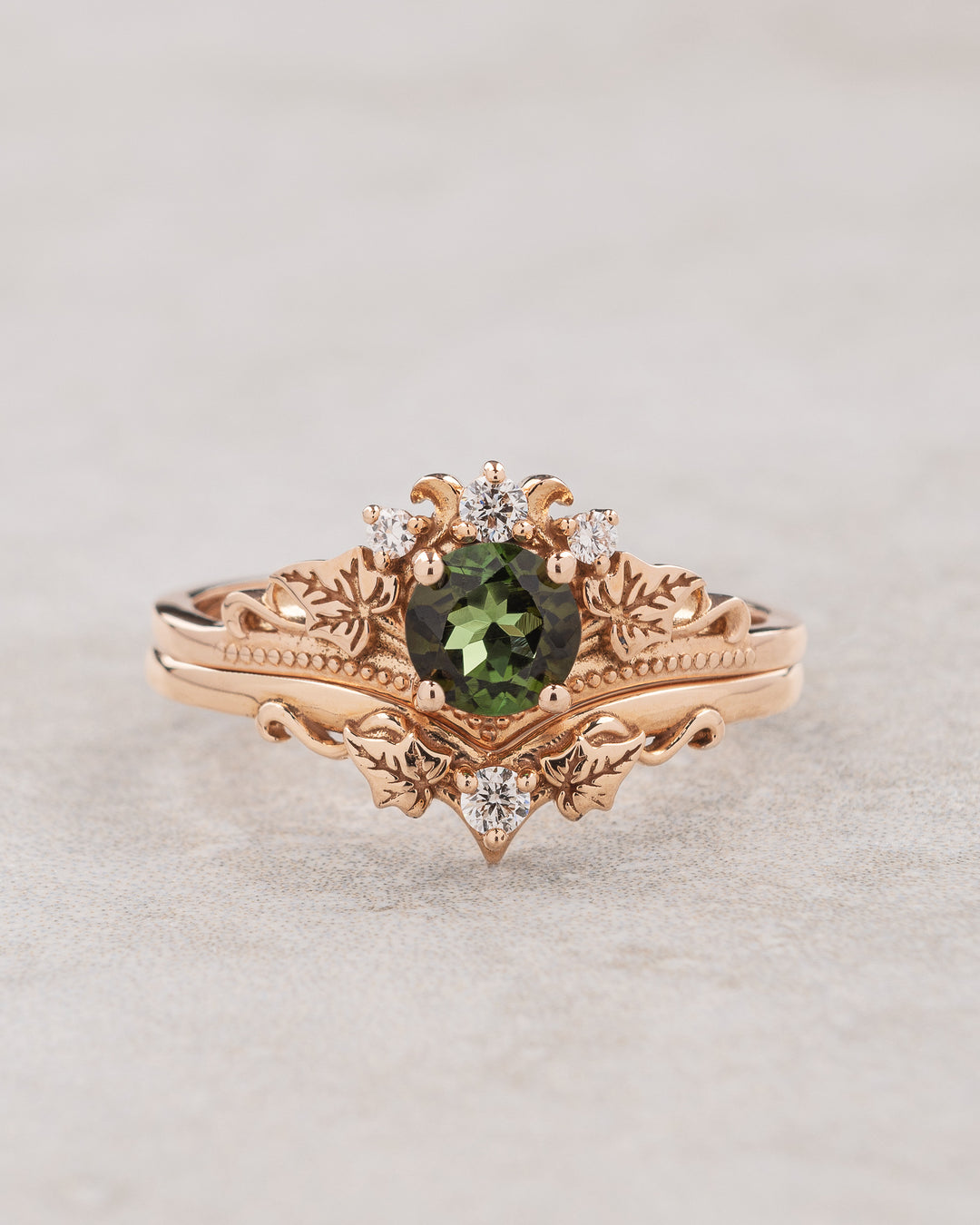 Green Tourmaline engagement ring | Wedding band with diamonds – Eden ...