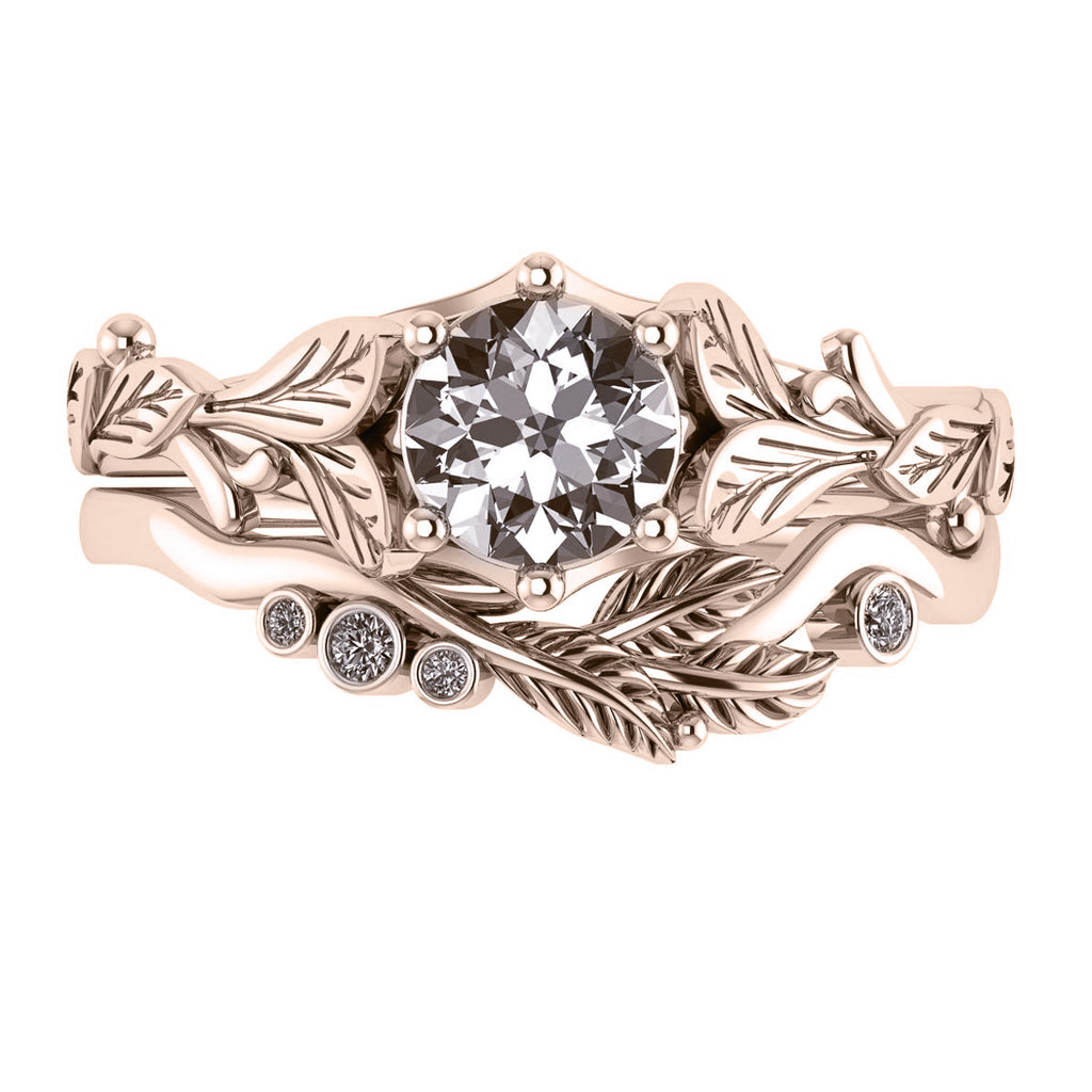 Freesia | custom engagement ring set, round 6 mm | Eden Garden Jewelry™