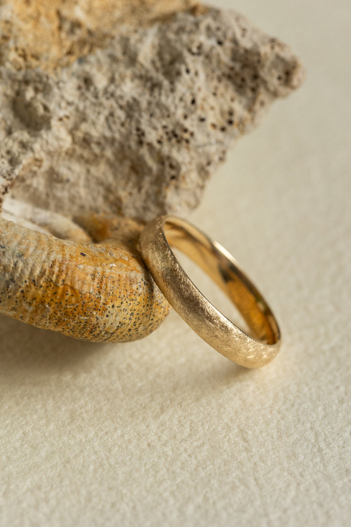 Yellow Gold 5mm Wide Band: Matte Finish Ice Wedding Rings – Eden Garden ...