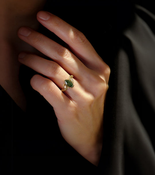 Roma | custom bridal ring set for hexagon cut gemstone 6 mm – Eden ...